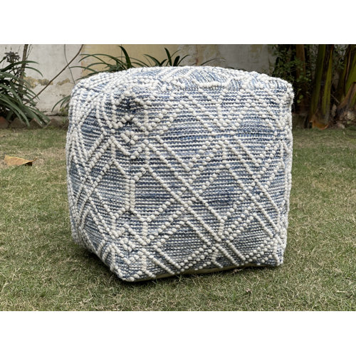 LOOMINAIRE 20'' Wide Square Geometric Pouf Ottoman & Reviews | Wayfair